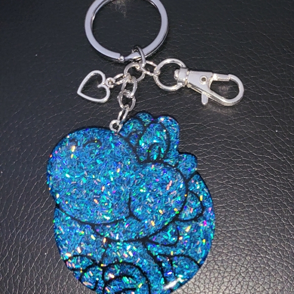 Handmade | Accessories | Yoshi Holographic Blue Glitter Keychains ...